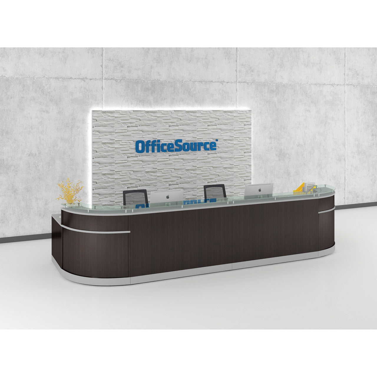 Cosmo 2 Person Reception Desk with Glass Top in 2 Different Laminate ...