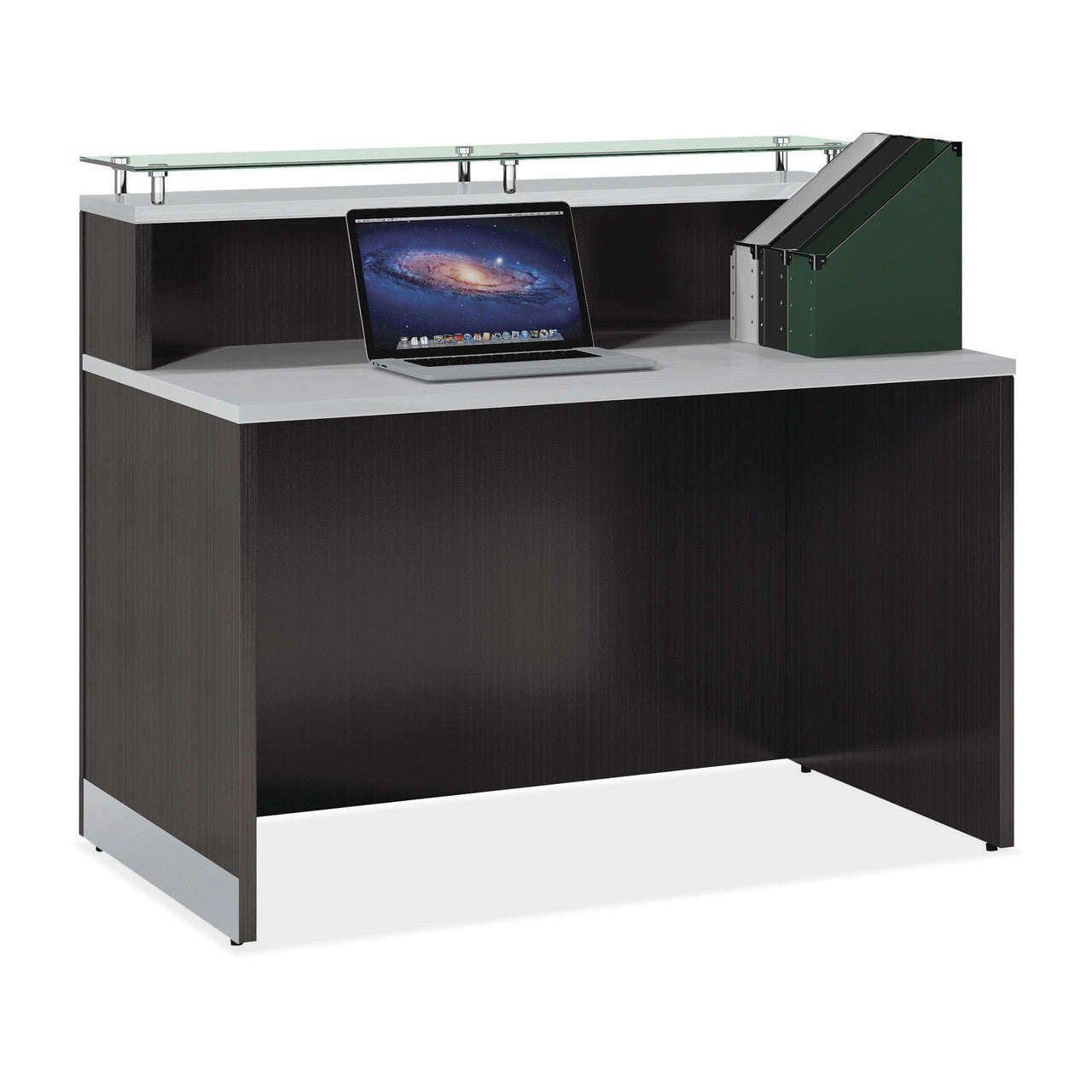Cosmo Glass Top Reception Desk with Reversible Side Panels - 48"W x 32 ...