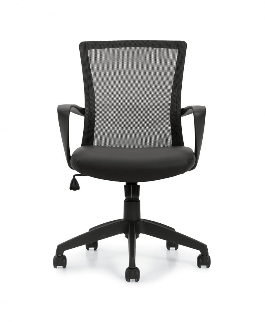 Mesh Medium Back Tilter Chair with Luxhide Seat (OTG10705B)