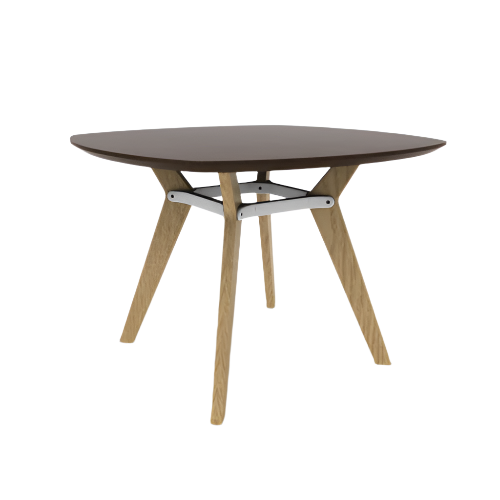 Rang 42" x 30" Squircle Cafe Table Solid Wood Legs Steel Apron HPL Top