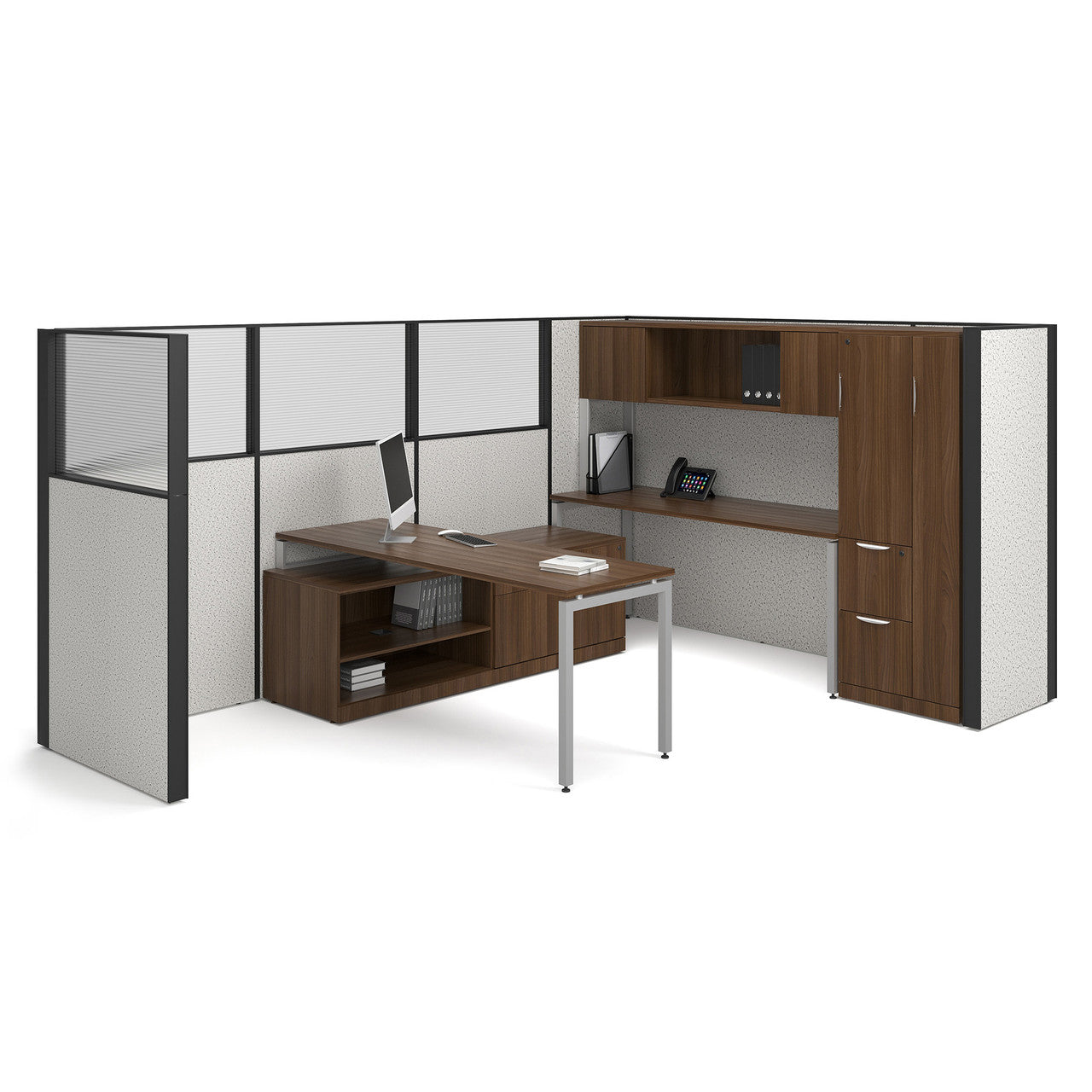 OS Executive L-Shaped Office Workstation with Storage and Privacy ...