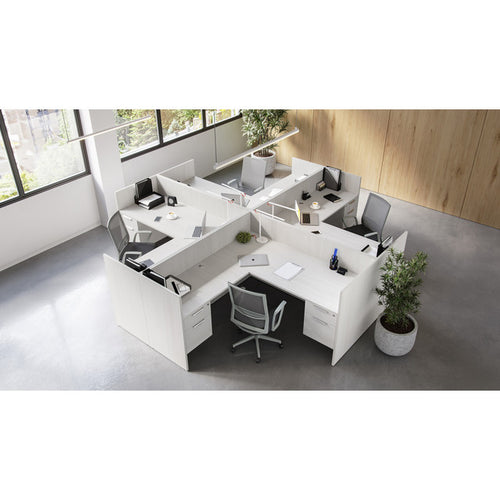 OS Laminate Multi Person L-Shaped Reception Desk Workstation with ...