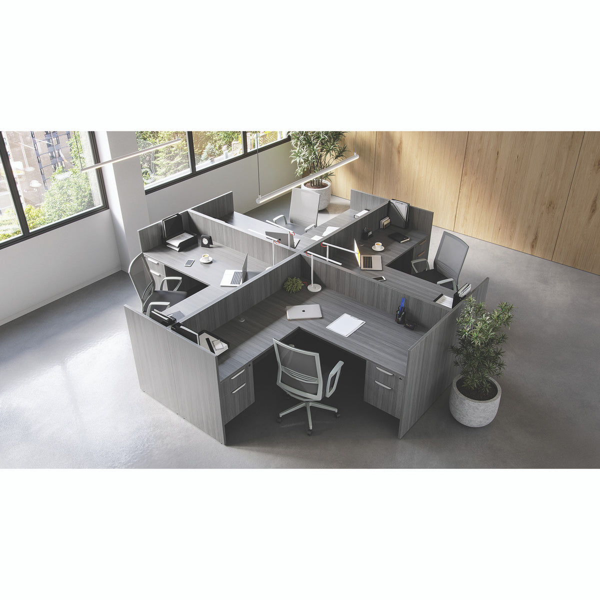OS Laminate Multi Person L-Shaped Reception Desk Workstation with ...
