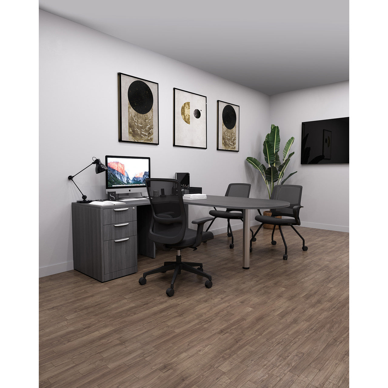 OS Laminate L Shaped Desk with 3 Drawer Deluxe Full Pedestal (OSTYP266)