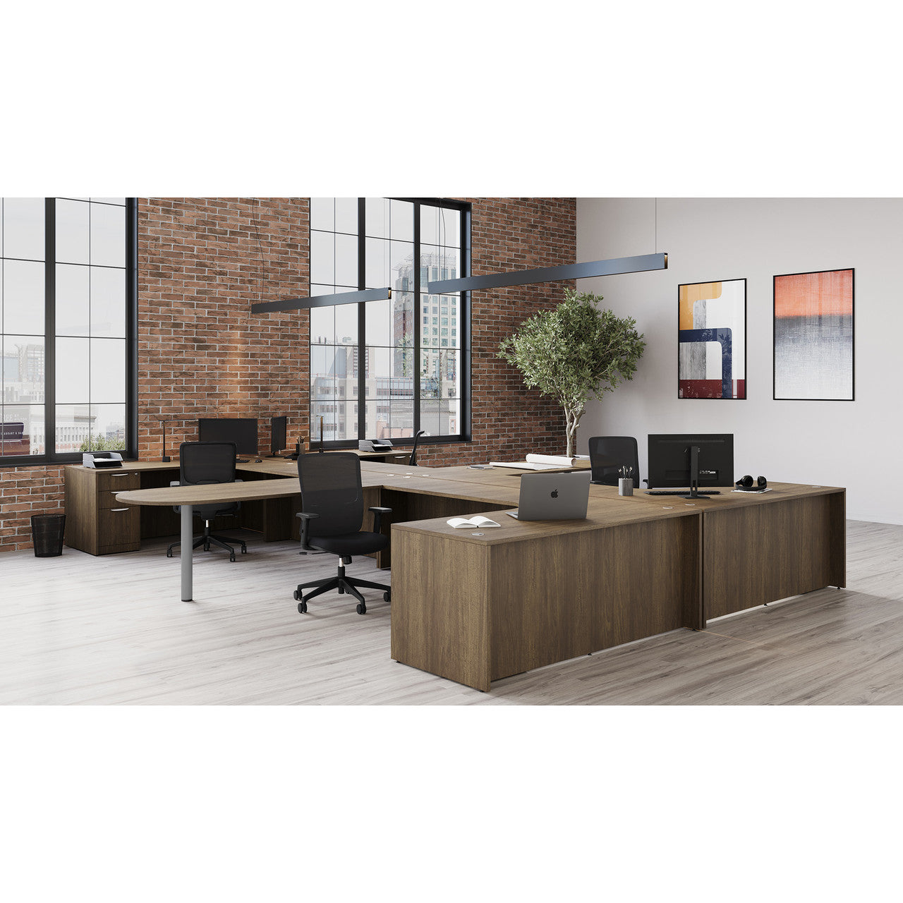 OS Laminate Multi-Person Office Workstation Desk with Full Pedestal ...