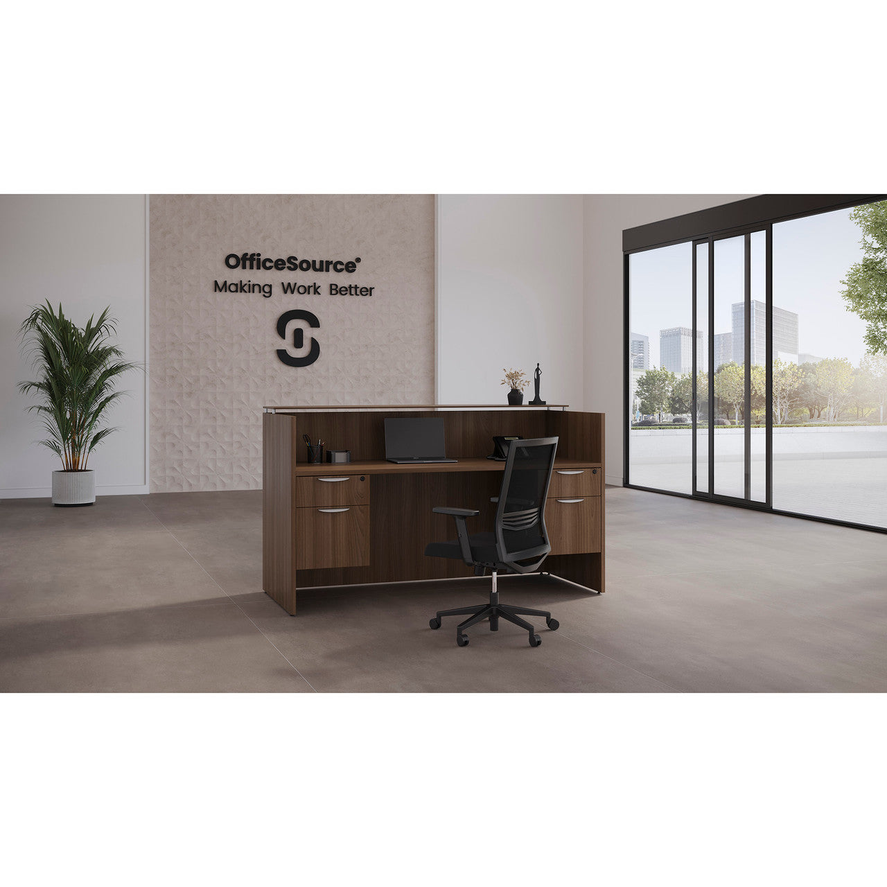 OS Laminate Reception Desk with 2 Drawer Hanging Pedestal (OSTYP77)