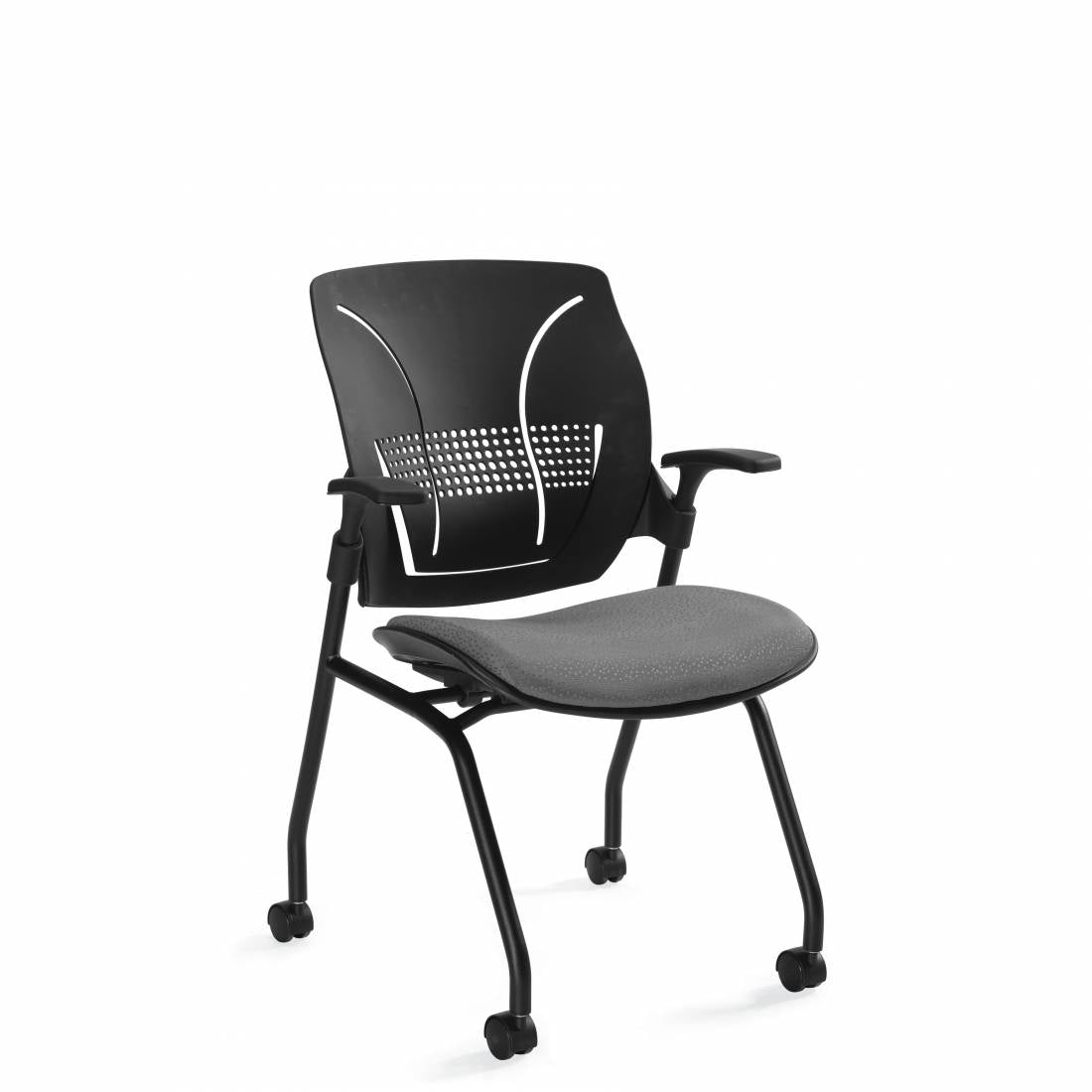 Roma™ Flexible Polypropylene Mid Back Nesting Chair with Arms (1900)