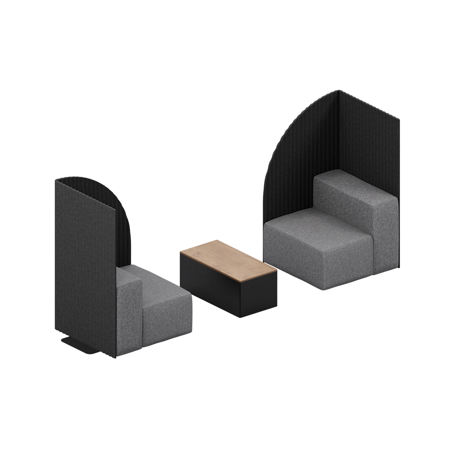 Conversa Modular Lounge Seating Set with Privacy Screens and Table