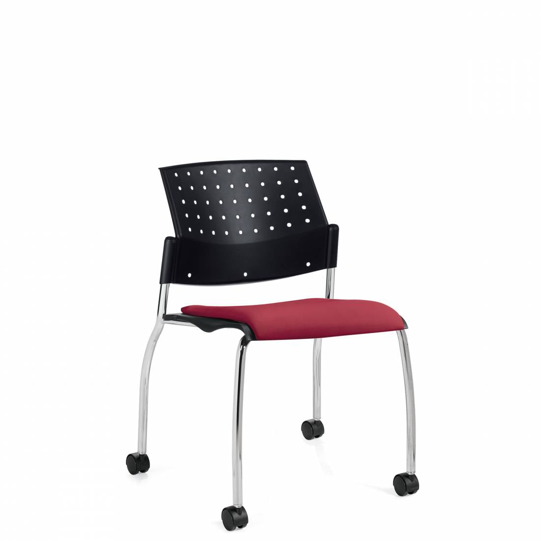 Sonic™ Armless Chair with Casters, Upholstered Seat & Polypropylene ...