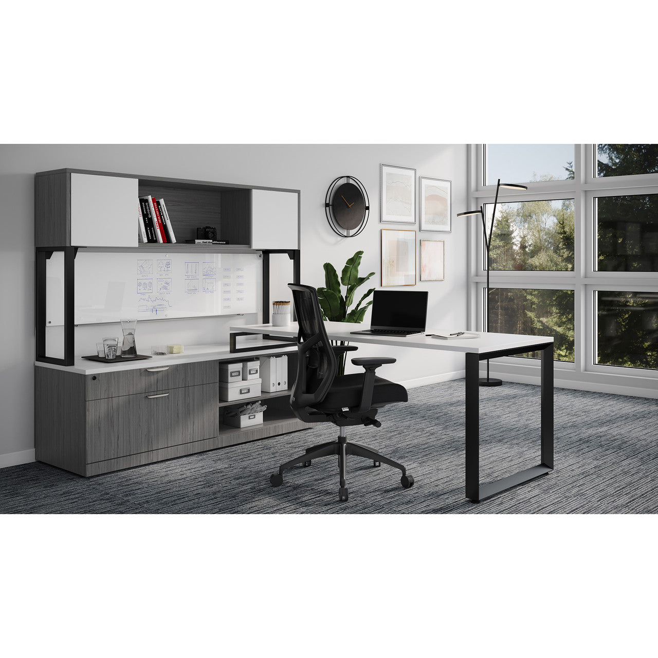 Variant Executive Desk with Hutch, Personal Cabinet & Glass Board ...