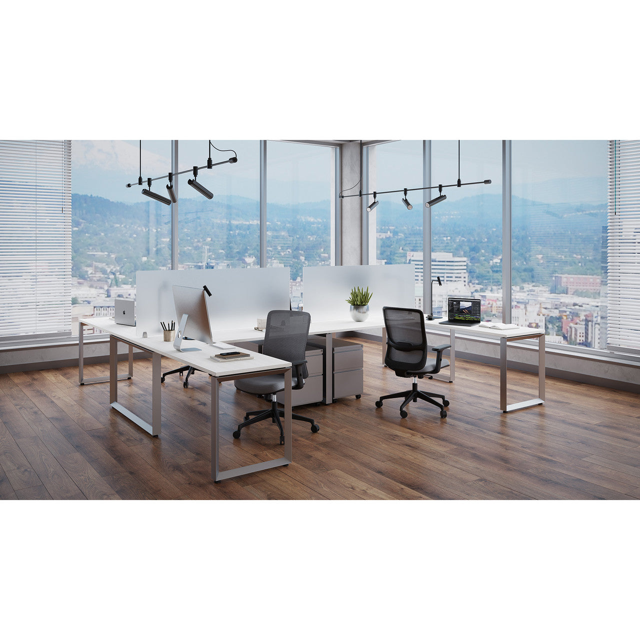 Variant 4 Person Open Concept Office Desk Workstation with Storage ...