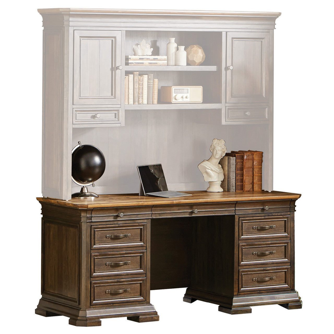 Westwood Knee Space Credenza with Storage in Dark Roast Finish (IMSA689)