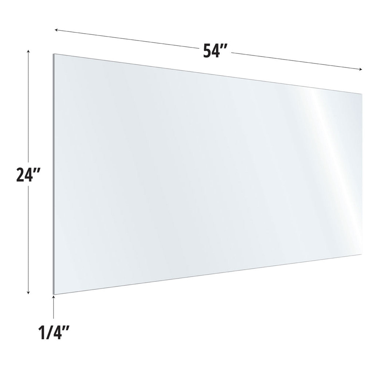 SafeGuard Barrier Clear Acrylic Screen with Square Edges - 54"W x 24"H ...