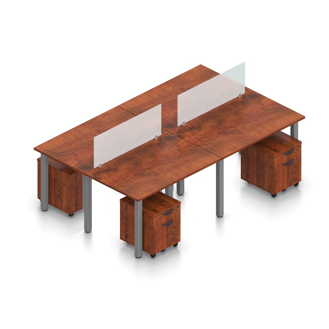 4-Person Open Concept Workstation with Acrylic Dividers (Layout SL-5)